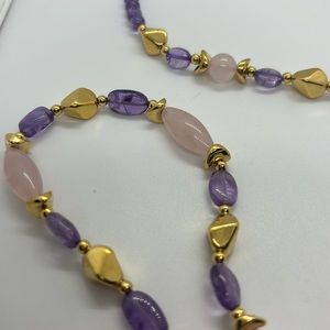 Lee Sands | Jewelry | Lee Sands Amythest And Rose Quartz Necklace ...